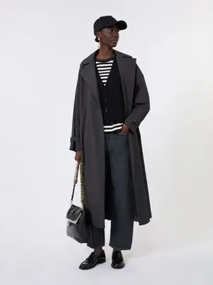 Max Mara Long Water-repellent Technical Canvas Trench Coat