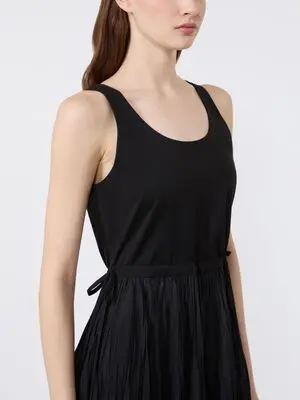 Max Mara Sleeveless Jersey Dress With Plissé-pleated Skirt - Black
