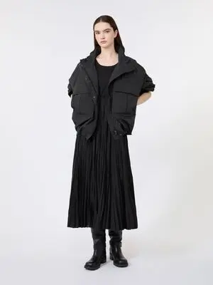 Max Mara Sleeveless Jersey Dress With Plissé-pleated Skirt - Black