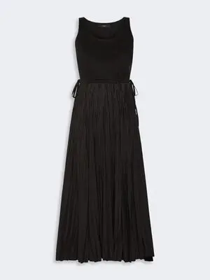 Max Mara Sleeveless Jersey Dress With Plissé-pleated Skirt - Black