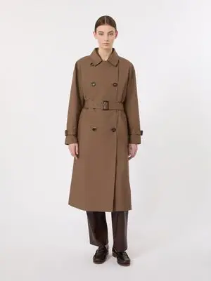 Max Mara Water-repellent Cotton Twill Midi Trench Coat - Brown