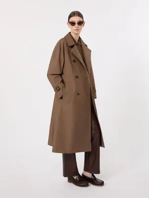 Max Mara Water-repellent Cotton Twill Midi Trench Coat - Brown