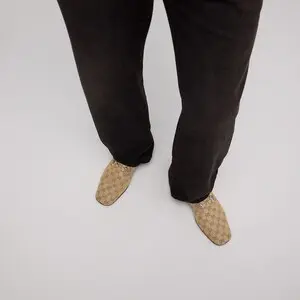 Gucci Gg Canvas Square Toe Loafers - Beige