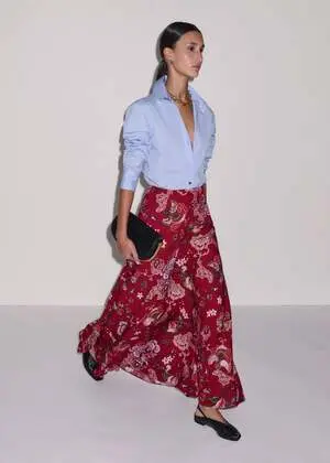ME+EM Grand Paisley Print Full Length Skirt