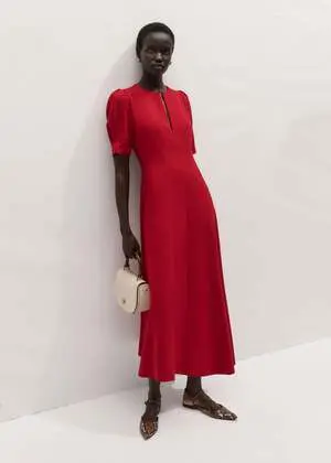 ME+EM Panelled Fit And Flare Maxi Dress Ruby Red - Deep Ruby Red