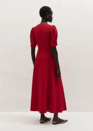 ME+EM Panelled Fit And Flare Maxi Dress Ruby Red