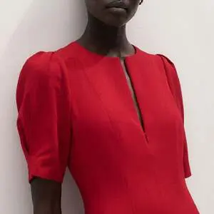 ME+EM Panelled Fit And Flare Maxi Dress Ruby Red