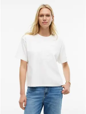 Tommy Hilfiger Crest Logo Garment-dyed Boxy T-shirt - Ecru