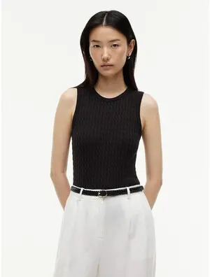 Tommy Hilfiger Slim Fit Cable Knit Tank Top - Black