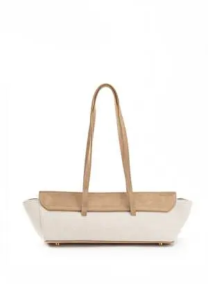 ELLEME Le Bateau Shoulder Bag In Suede And Canvas - Tan