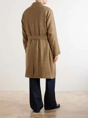 Polo Ralph Lauren Houndstooth Wool, Silk And Linen-blend Coat