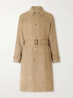 Polo Ralph Lauren Houndstooth Wool, Silk And Linen-blend Coat - Neutrals