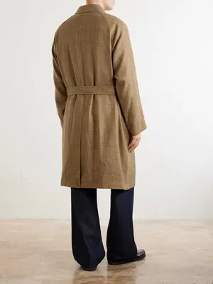 Polo Ralph Lauren Houndstooth Wool, Silk And Linen-blend Coat
