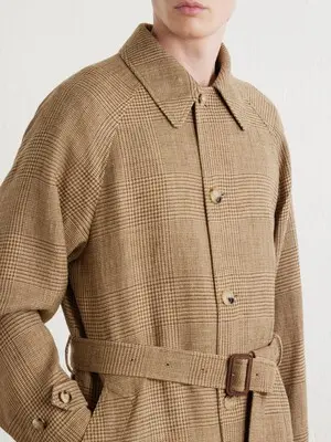 Polo Ralph Lauren Houndstooth Wool, Silk And Linen-blend Coat