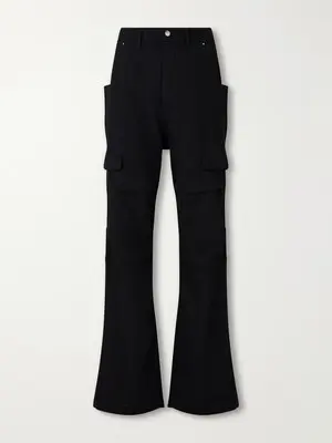 Rick Owens Stefan Flared Grain De Poudre Wool Cargo Trousers - Black