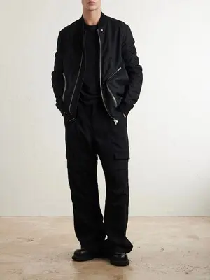 Rick Owens Stefan Flared Grain De Poudre Wool Cargo Trousers
