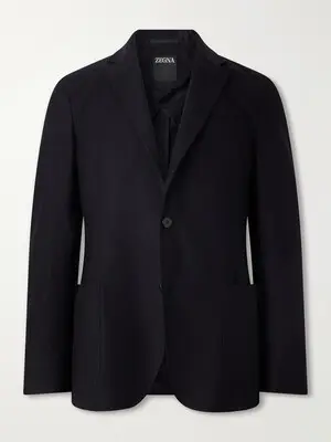 Zegna Wool And Cashmere-blend Twill Blazer - Black