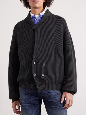 TOM FORD Double-breasted Ribbed Cashmere And Wool-blend Cardigan