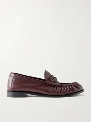 Saint Laurent Logo-embellished Leather Penny Loafers - Red