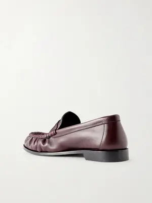 Saint Laurent Logo-embellished Leather Penny Loafers - Red