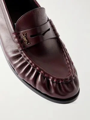Saint Laurent Logo-embellished Leather Penny Loafers - Red