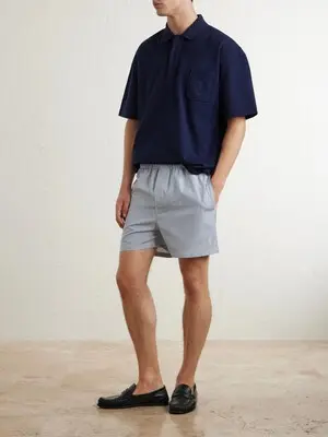 Saint Laurent Striped Cotton-poplin Wide-leg Shorts