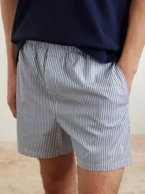 Saint Laurent Striped Cotton-poplin Wide-leg Shorts