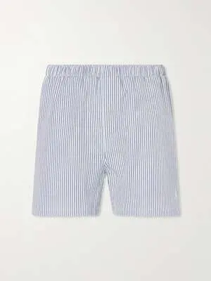 Saint Laurent Wide-leg Striped Cotton-poplin Shorts