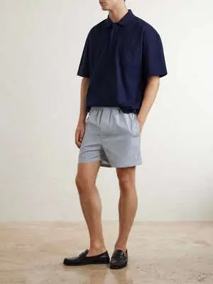 Saint Laurent Wide-leg Striped Cotton-poplin Shorts