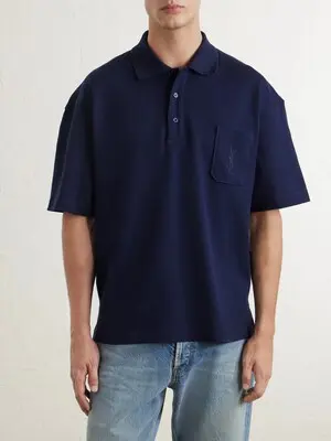 Saint Laurent Cassandre-embroidered Cotton-piqué Polo Shirt