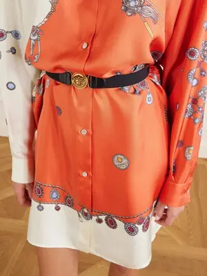 Versace Stolen Jewels Medusa-embellished Printed Silk-twill Mini Dress - Orange