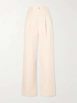 Wardrobe.NYC Pleated Cotton-blend Wide-leg Pants - Blush