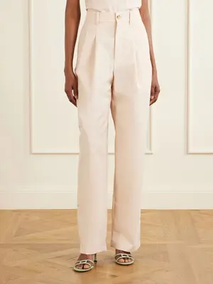Wardrobe.NYC Pleated Cotton-blend Wide-leg Trousers - Pink
