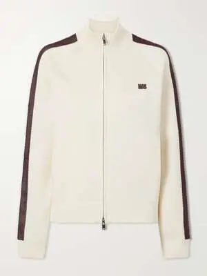WALES BONNER Tide Logo-embroidered Knitted Jacket - Ivory