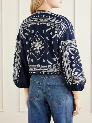 Veronica Beard Drake" Cropped Embroidered Jacket