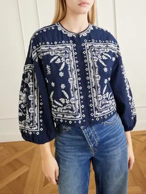 Veronica Beard Drake" Cropped Embroidered Jacket