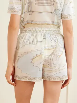 Tory Burch Printed Cotton Shorts - Neutrals