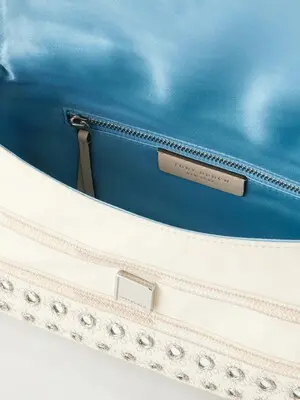 Tory Burch Charlie Embellished Canvas Shoulder Bag - Neutrals