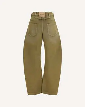 Attico Wide-leg Jeans With Back Belt Detail - Brown