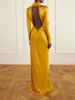 Tove Gio Open-back Silk-cloqué Maxi Dress - Yellow