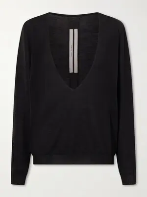Rick Owens Wool V-neck Sweater - Black