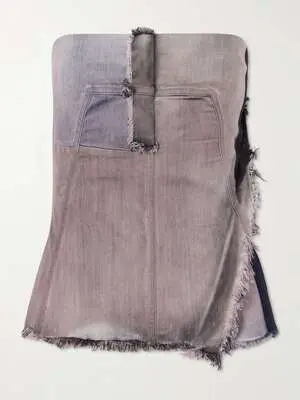 Rick Owens Frayed Denim Bustier Top