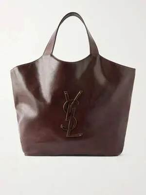 Saint Laurent Icare Maxi Cassandre-appliquéd Suede Tote