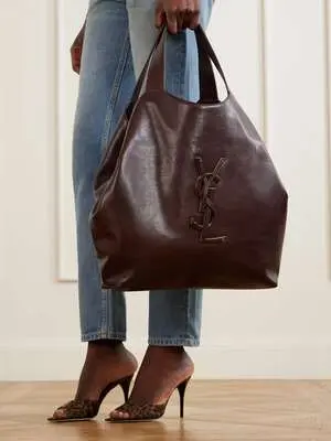 Saint Laurent Icare Maxi Cassandre-appliquéd Suede Tote