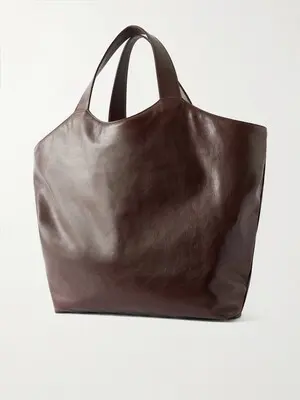 Saint Laurent Icare Maxi Cassandre-appliquéd Suede Tote - Brown