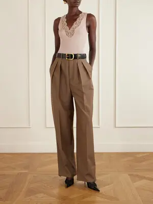 Saint Laurent Lace-trimmed Ribbed Silk-jersey Tank