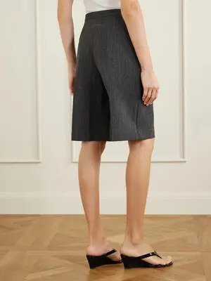 MAISON MARGIELA Striped Pleated Mélange-twill Shorts - Gray