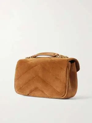 Saint Laurent Loulou Cassandra-embellished Suede Shoulder Bag