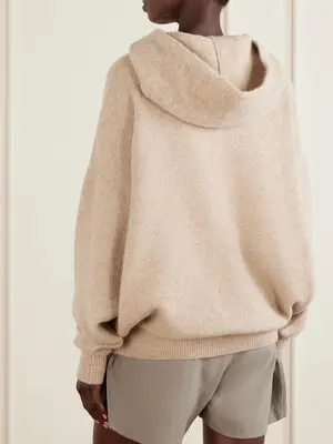 Rick Owens Hun' Alpaca And Wool-blend Hoodie - Neutrals