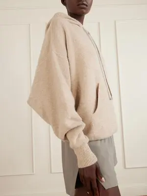 Rick Owens Hun' Alpaca And Wool-blend Hoodie - Neutrals